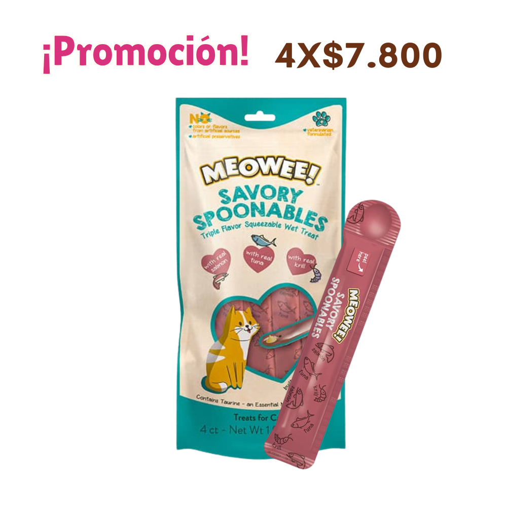 Meowee! Snack Saludable con cuchara incluida Salmón, Atun y Camarón ...